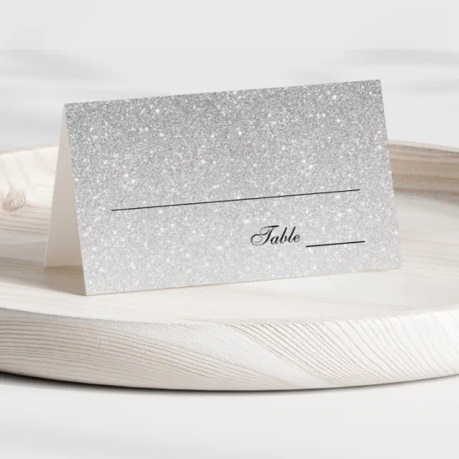 Silver Glam Glitter Place Card | Zazzle