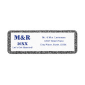 Silver Glam & Royal Blue Wedding Address Label | Zazzle
