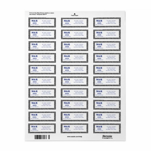 Silver Glam & Royal Blue Wedding Address Label | Zazzle