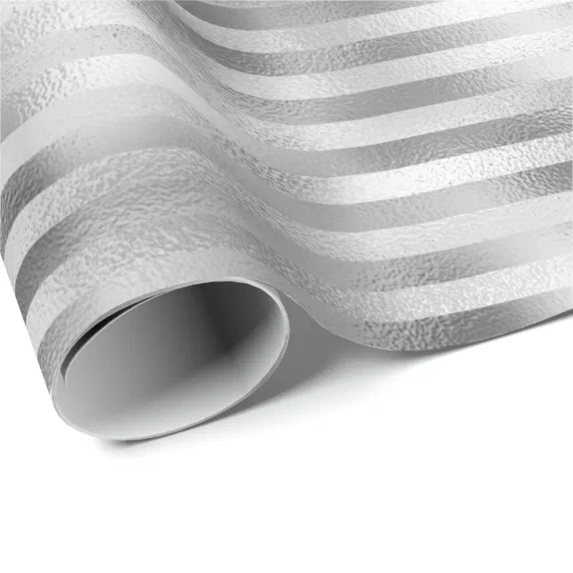 Silver Glam Stripes Wrapping Paper | Zazzle