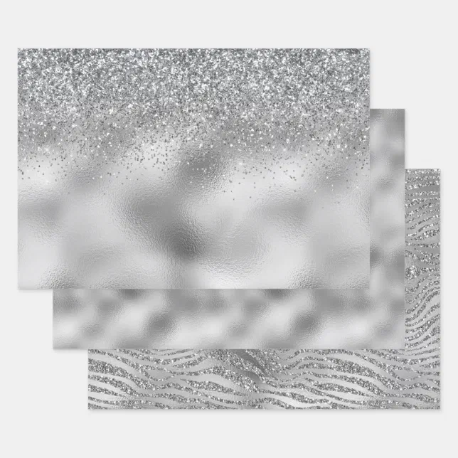 Silver Glam Wrapping Paper Sheets | Zazzle