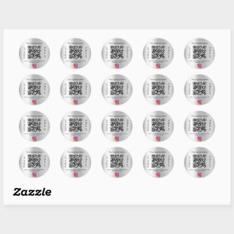 Silver glamorous business qr code instagram classic round sticker | Zazzle