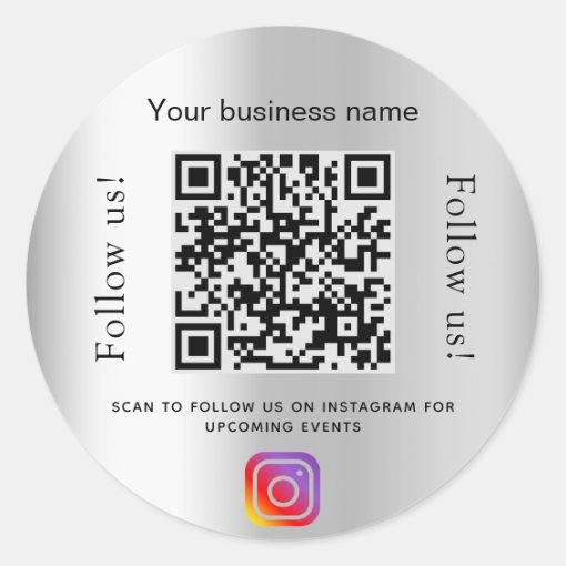 Silver glamorous business qr code instagram classic round sticker | Zazzle Silver glamorous business qr code instagram classic round sticker | Zazzle