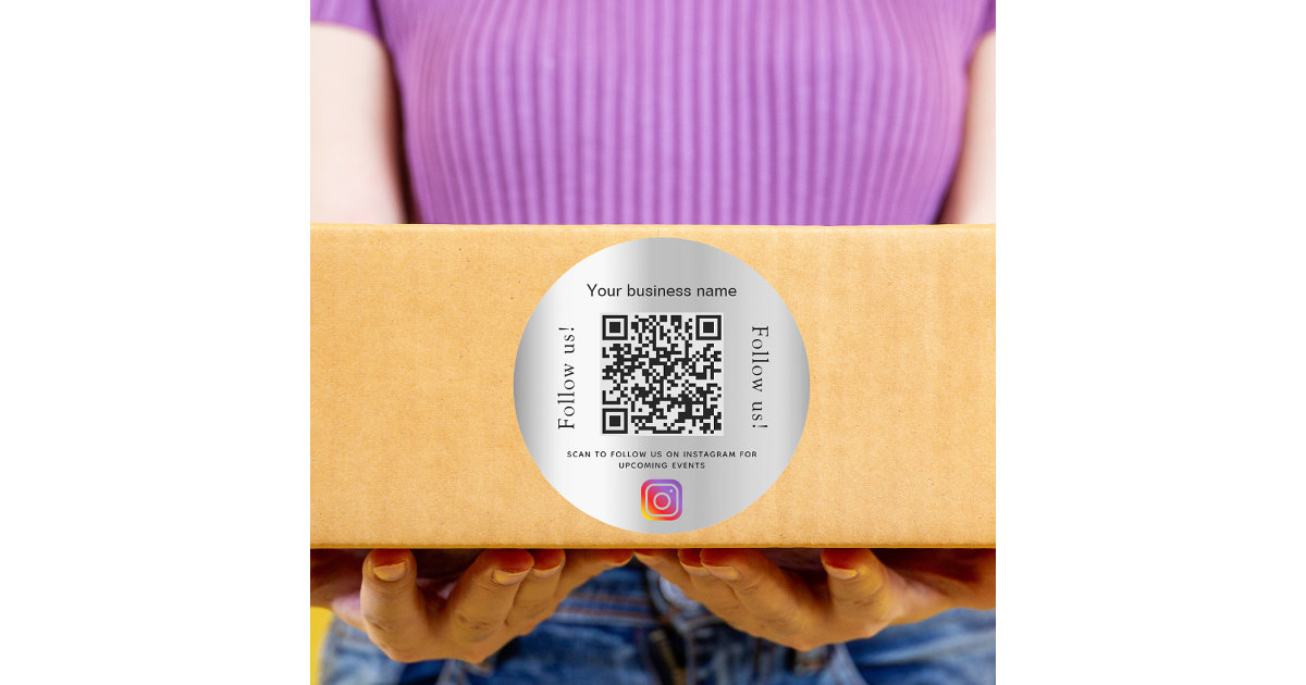 Silver glamorous business qr code instagram classic round sticker | Zazzle Silver glamorous business qr code instagram classic round sticker | Zazzle