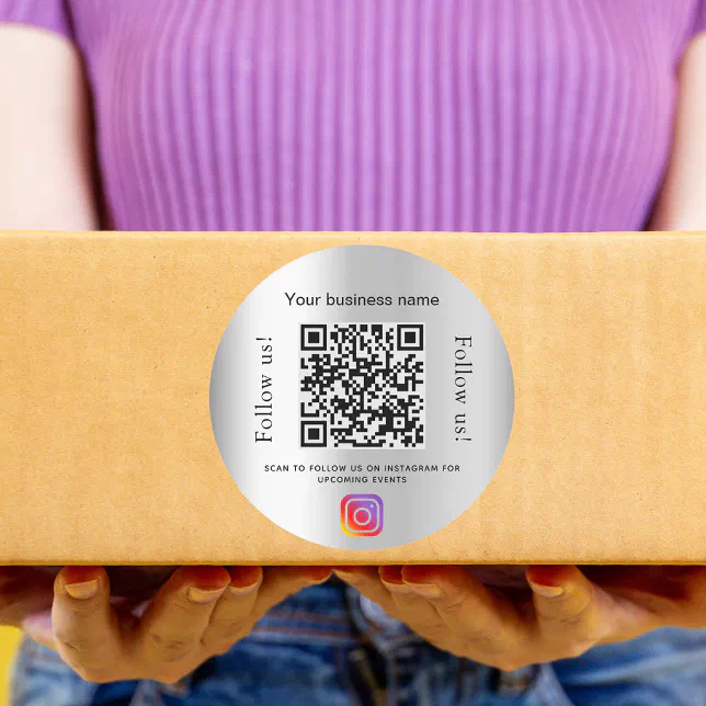 Silver glamorous business qr code instagram classic round sticker | Zazzle Silver glamorous business qr code instagram classic round sticker | Zazzle