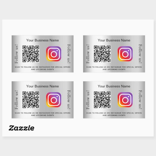 Silver glamorous business qr code instagram rectangular sticker | Zazzle Silver glamorous business qr code instagram rectangular sticker | Zazzle