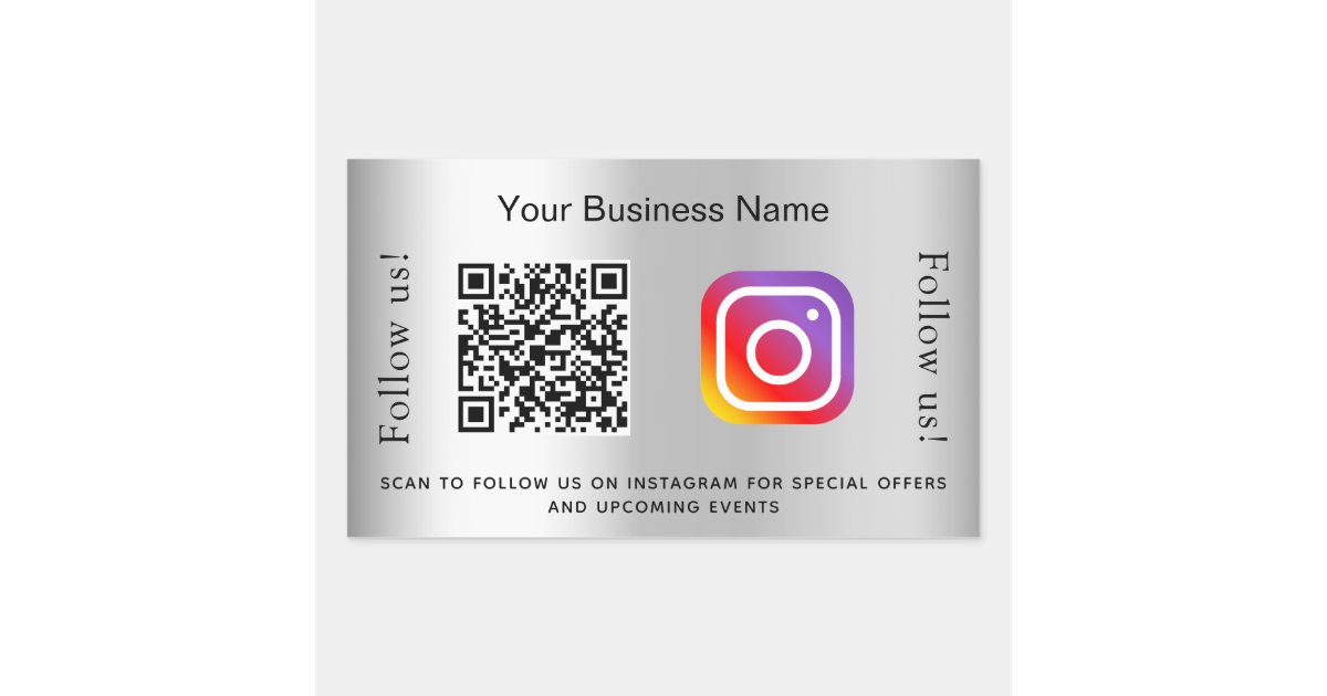 Silver glamorous business qr code instagram rectangular sticker | Zazzle Silver glamorous business qr code instagram rectangular sticker | Zazzle