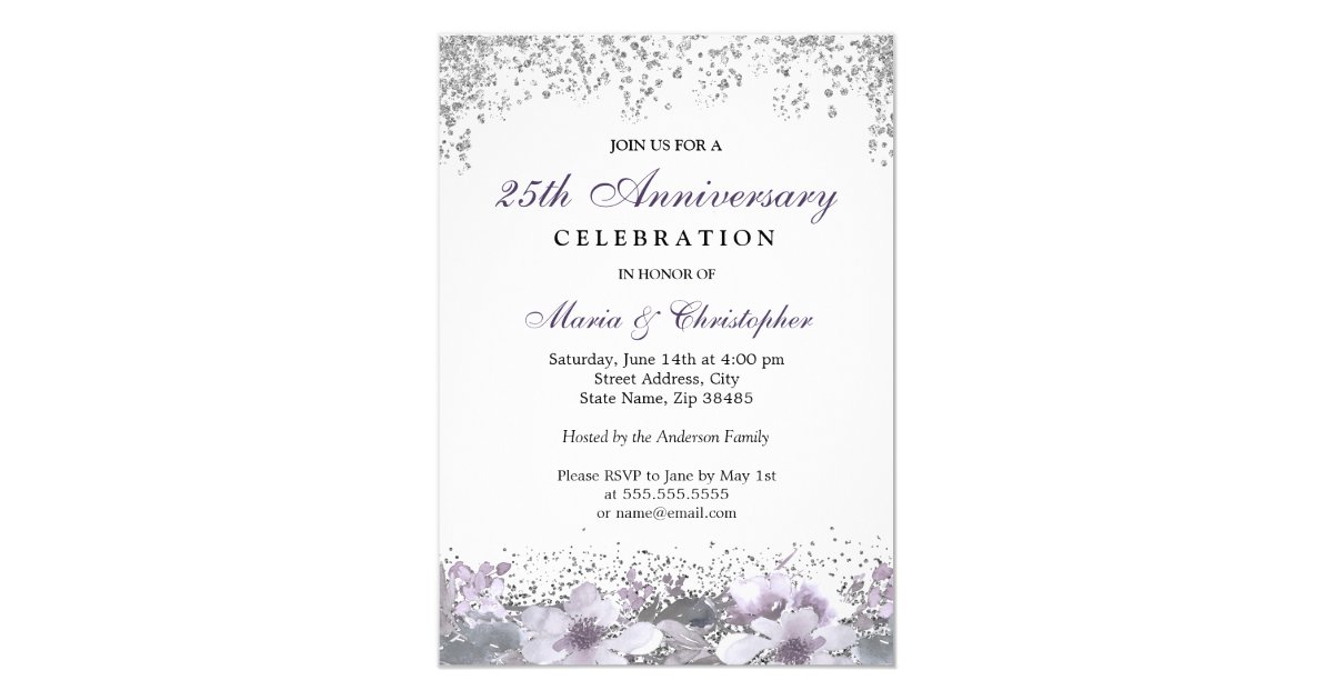 Silver Glitter 50th Wedding Anniversary Invite | Zazzle.com