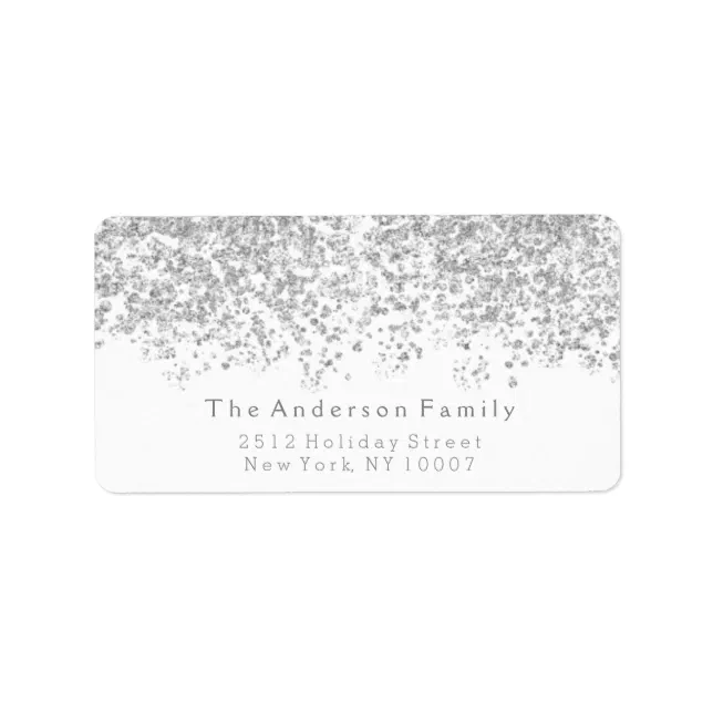 Silver glitter address label | Zazzle