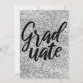 Silver Glitter and Black Graduation Party Invitation | Zazzle