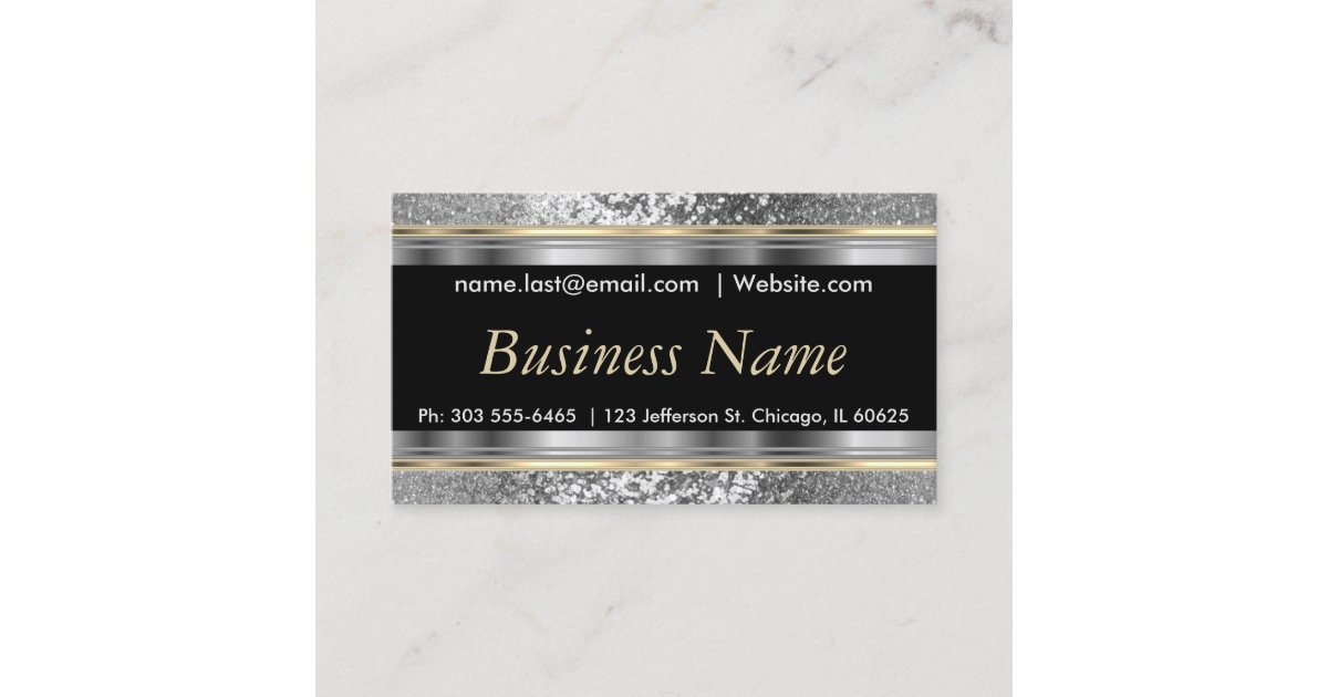 Silver Glitter and Elegant Gold and Silver Business Card | Zazzle