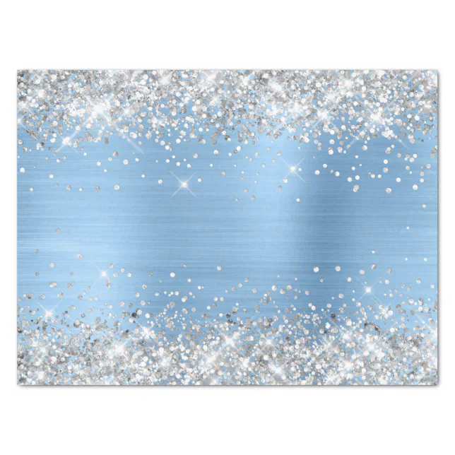 Silver Glitter and Light Blue Ombre Foil Tissue Paper | Zazzle