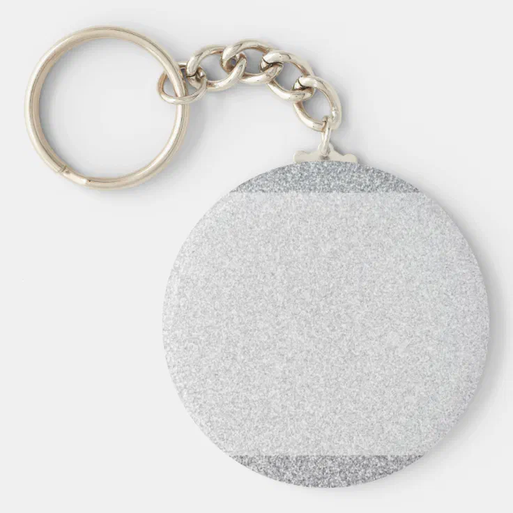 Silver glitter blank template keychain | Zazzle