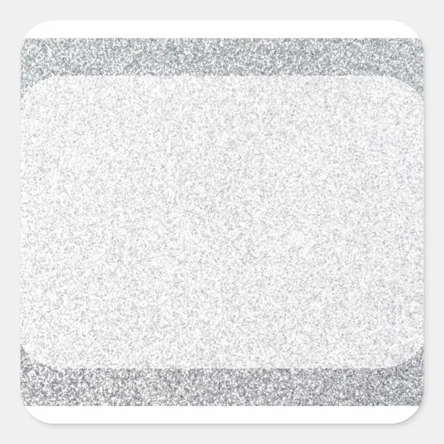 Silver glitter blank template square sticker | Zazzle
