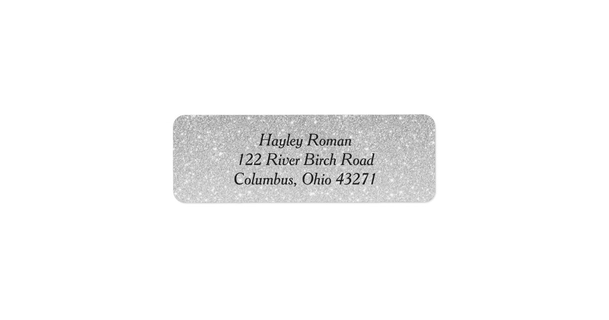 Silver Glitter Custom Address Label | Zazzle