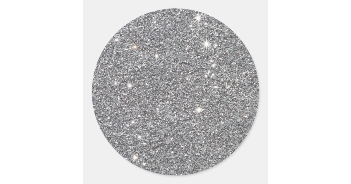 Silver Glitter Custom Trendy Classic Round Sticker | Zazzle