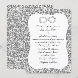 Silver Glitter Diamond Infinity Wedding Invitation | Zazzle