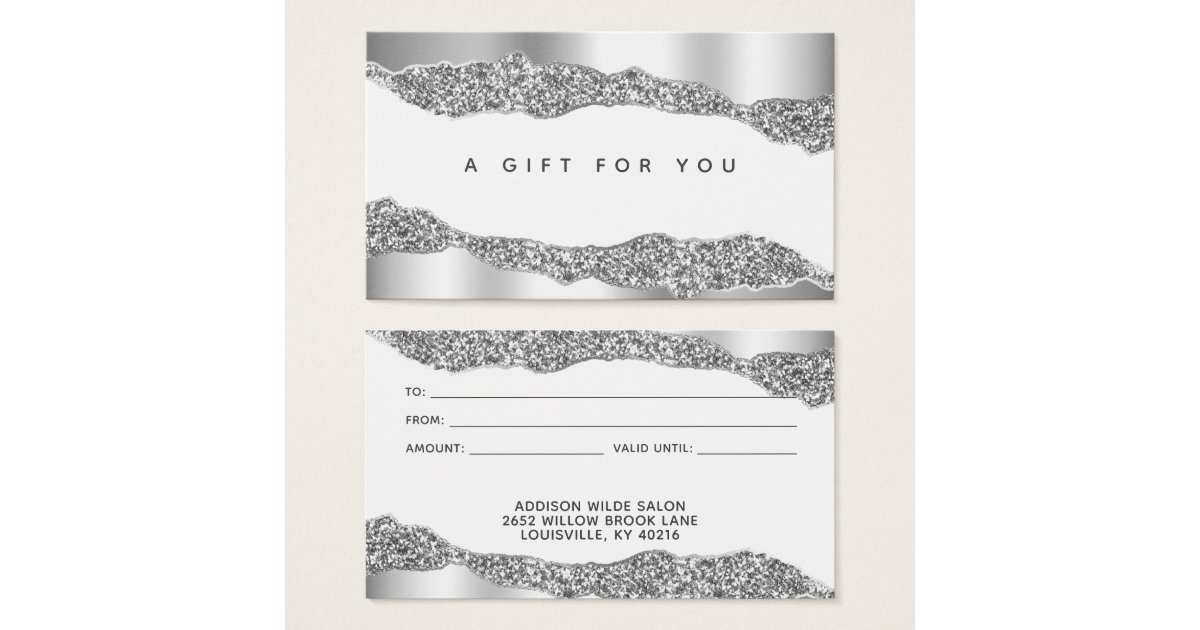 Silver Glitter Diamonds Glam Gift Card | Zazzle