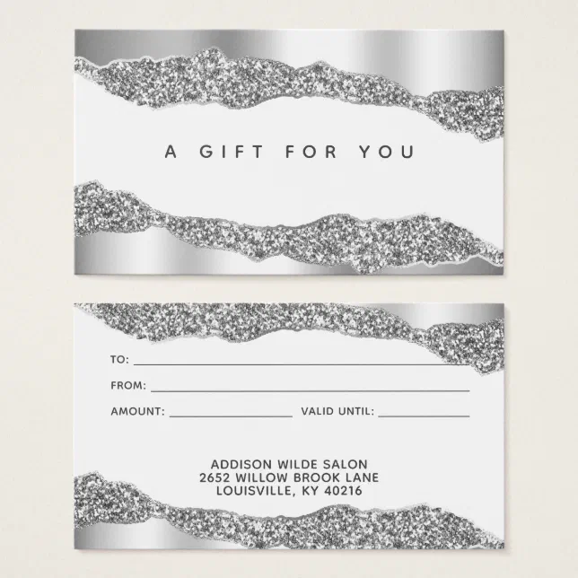 Silver Glitter Diamonds Glam Gift Card | Zazzle