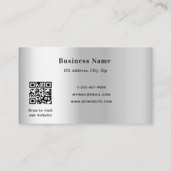 Silver glitter drips elegant qr code business discount card | Zazzle