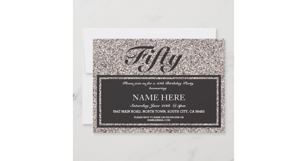 Silver Glitter Elegant Birthday Any Age Invitation | Zazzle