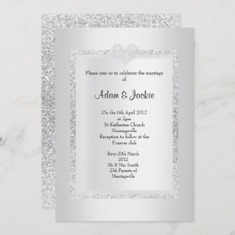 Silver Glitter ELEGANT CLASSY WEDDING Invitation | Zazzle
