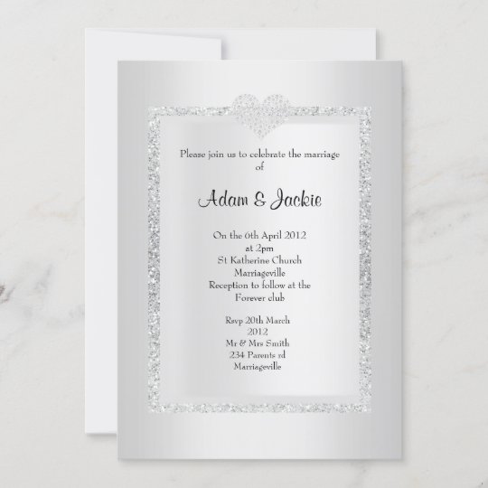 Silver Glitter ELEGANT CLASSY WEDDING Invitation | Zazzle.com