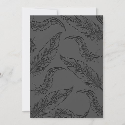 Silver Glitter Feathers Elegant Modern Wedding Invitation | Zazzle