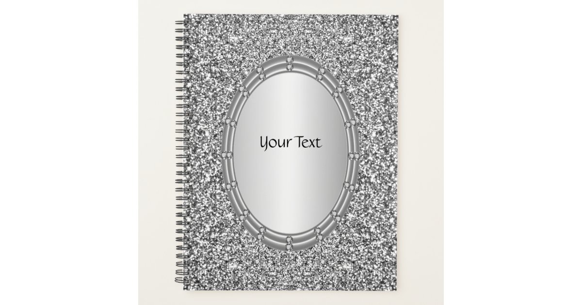 Silver Glitter Frame Planner | Zazzle