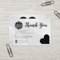 Silver Glitter Geo Heart Logo Customer Thank You Business Card | Zazzle