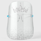 Silver Glitter Girly Princess Crown Face Shield | Zazzle