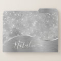 Silver Glitter Glam Bling Personalized Metallic File Folder | Zazzle