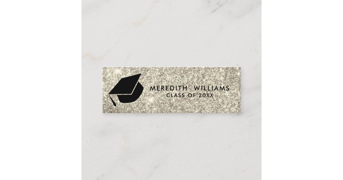 Silver Glitter Grad Cap Graduation Insert | Zazzle