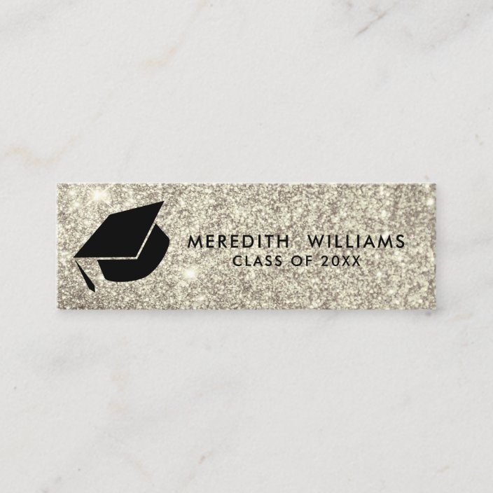 Silver Glitter Grad Cap Graduation Insert | Zazzle