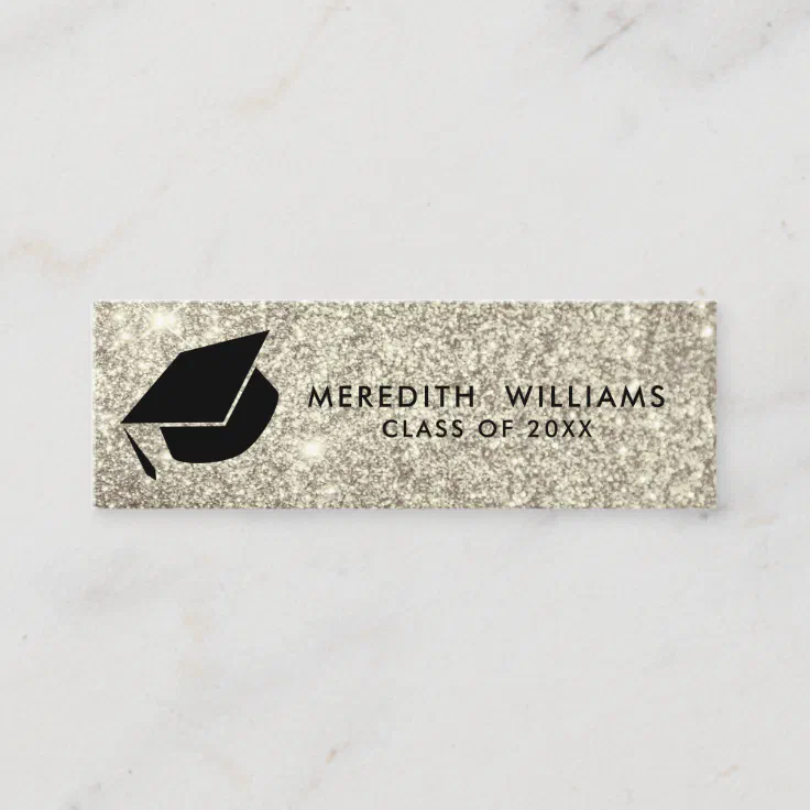 Silver Glitter Grad Cap Graduation Insert | Zazzle