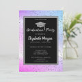 Silver Glitter Graduation Cap,Confetti Ombre Invitation | Zazzle