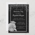 Silver Glitter Graduation Cap,Disco Ball Confetti Invitation | Zazzle