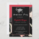 Silver Glitter Graduation Cap, Flowers Invitation | Zazzle