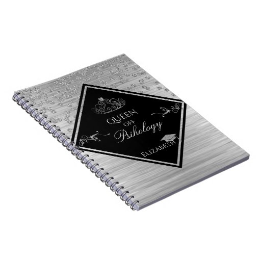 Silver Glitter Graduation Cap,Tiara,Diamonds Notebook | Zazzle