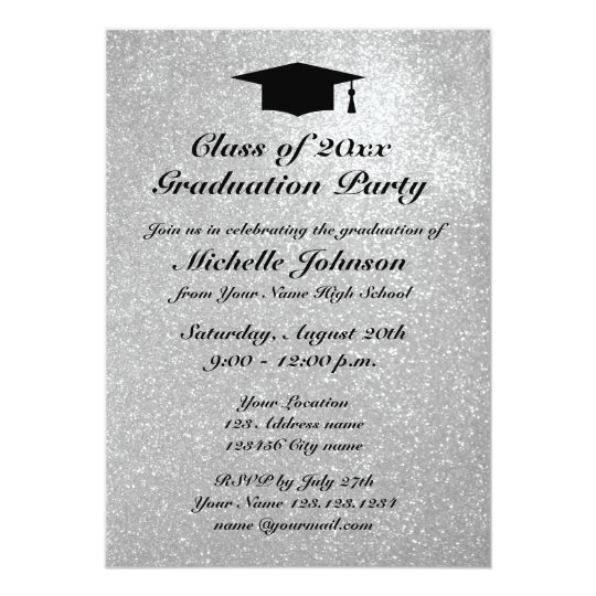 Silver glitter graduation party invitations | Zazzle.com