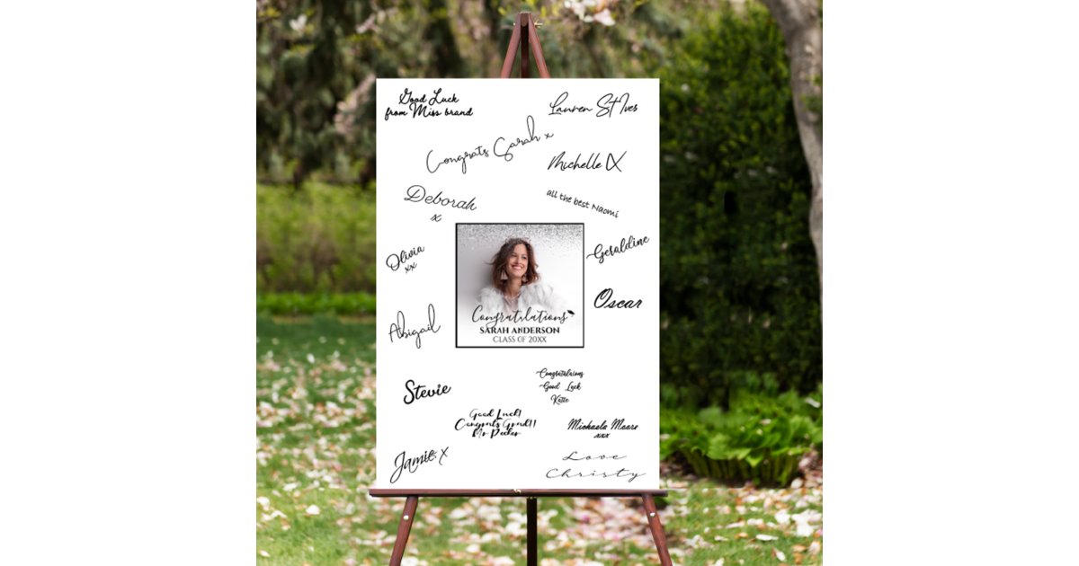 Silver Glitter Graduation Photo Signature Foam Board | Zazzle