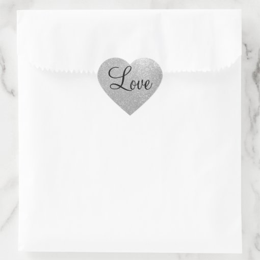 Silver glitter heart shape stickers | Zazzle