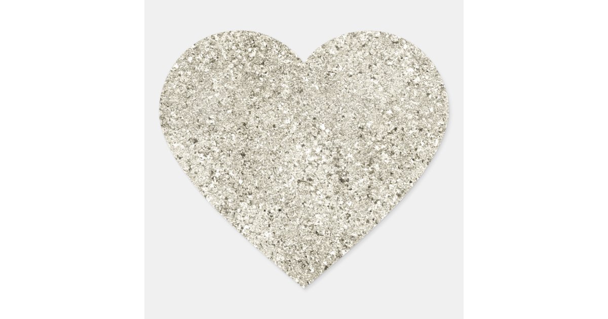 Silver Glitter Heart Sticker | Zazzle