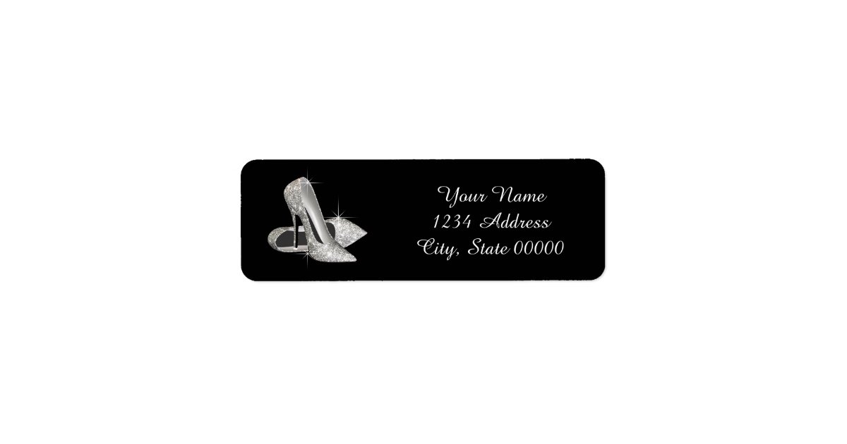 Silver Glitter High Heel Shoe Address Labels | Zazzle