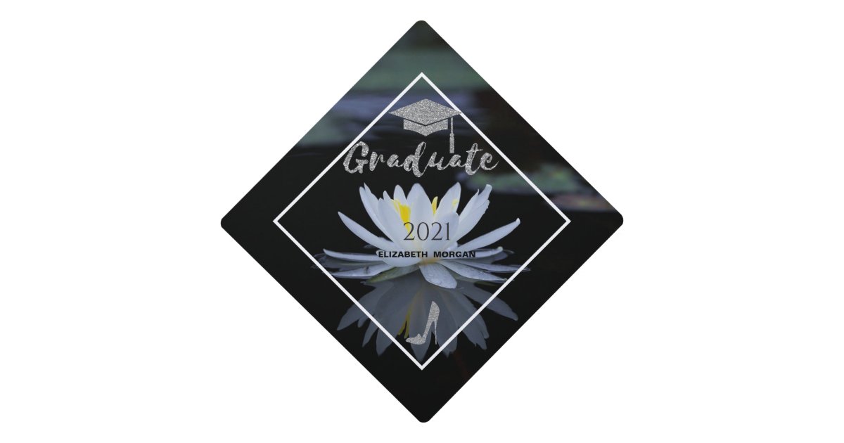 Silver Glitter High Heels,White Lotus Graduation Cap Topper | Zazzle