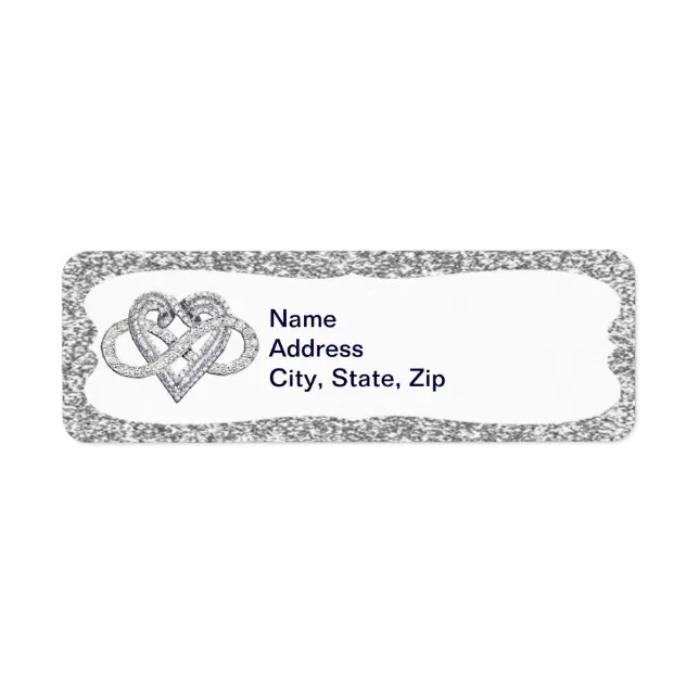 Silver Glitter Infinity Heart Address Labels | Zazzle
