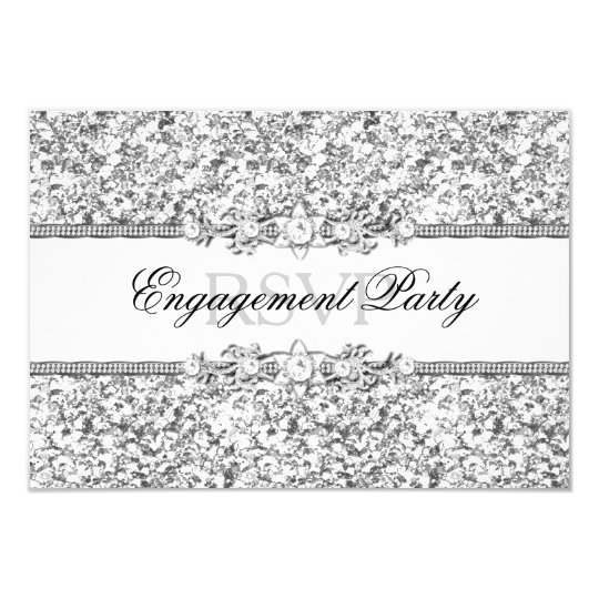 Silver Glitter & Jewel Engagement Party RSVP Invitation | Zazzle.com
