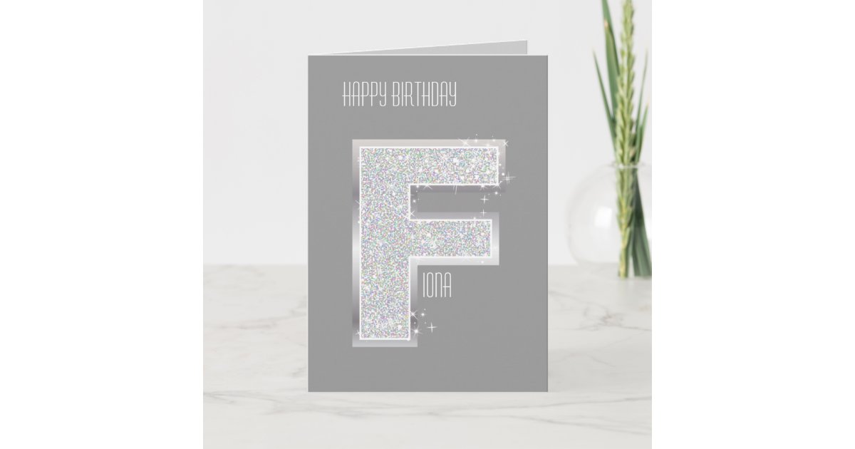 Silver Glitter Letter F Card | Zazzle