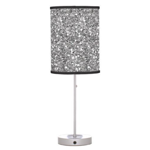 Silver Glitter look Sparkle Glam Sequin Table Lamp | Zazzle