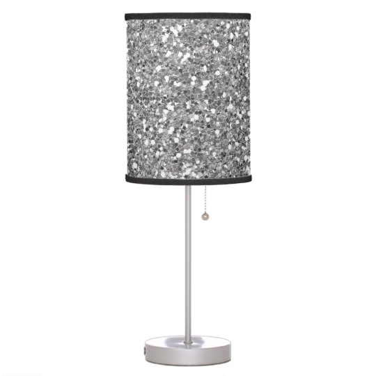 Silver Glitter look Sparkle Glam Sequin Table Lamp | Zazzle.com